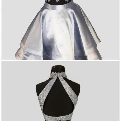 2017 A-line Two-piece Bare Midriff Appliqued Halter/illusion Homecoming ...