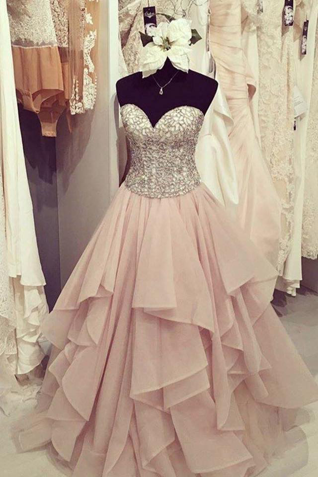 A-line Organza Sweetheart Beck Prom Dress,long Evening Dress,strapless ...