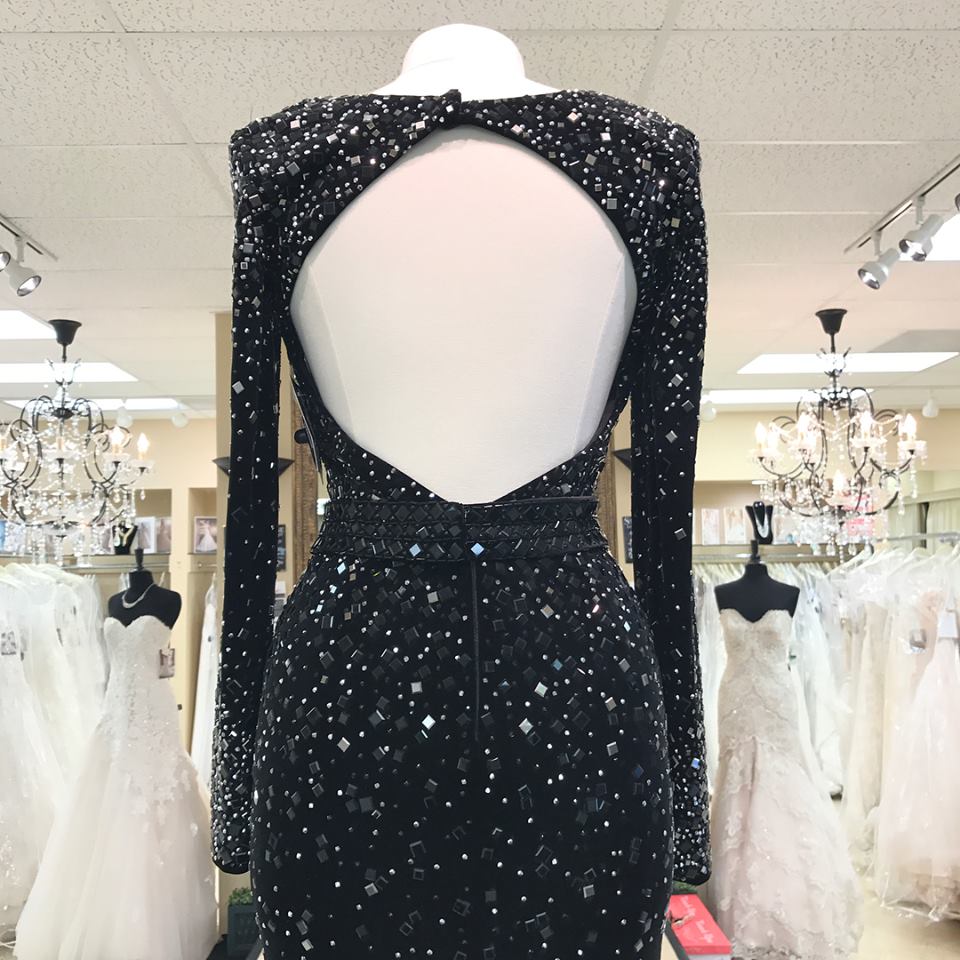Long Sleeve Open Back Prom Dresses Black Deep V Dresses Apd27009 on Luulla
